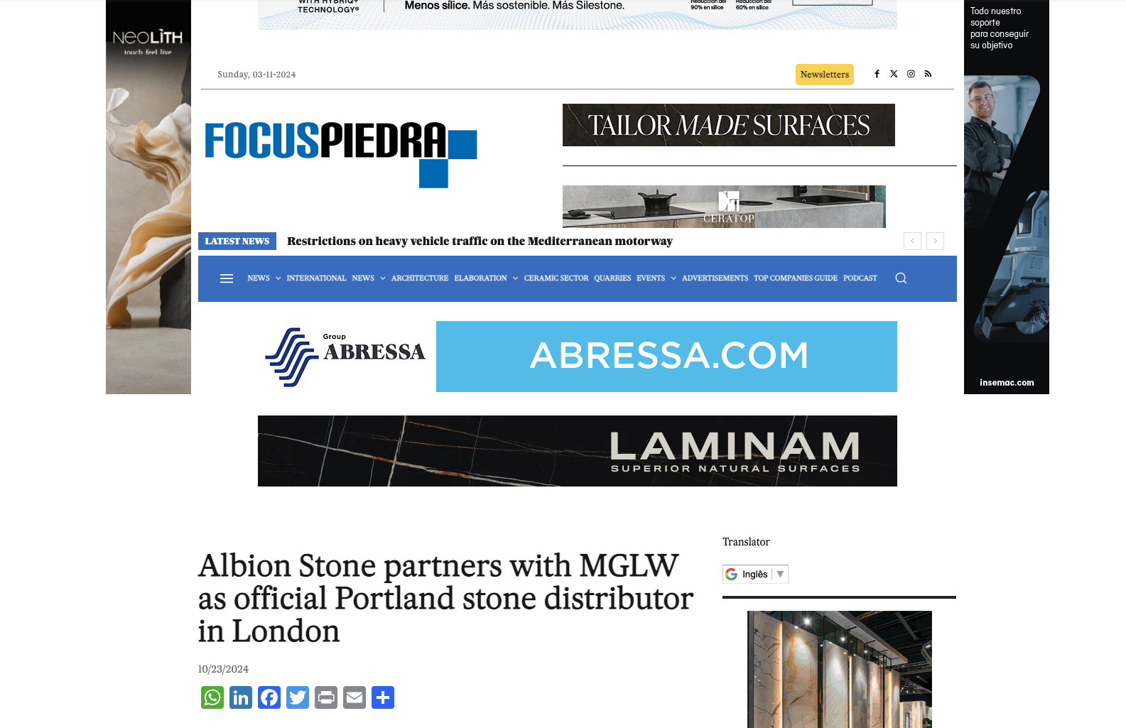 Albion Stone partners with MGLW as official Portland stone distributor ...